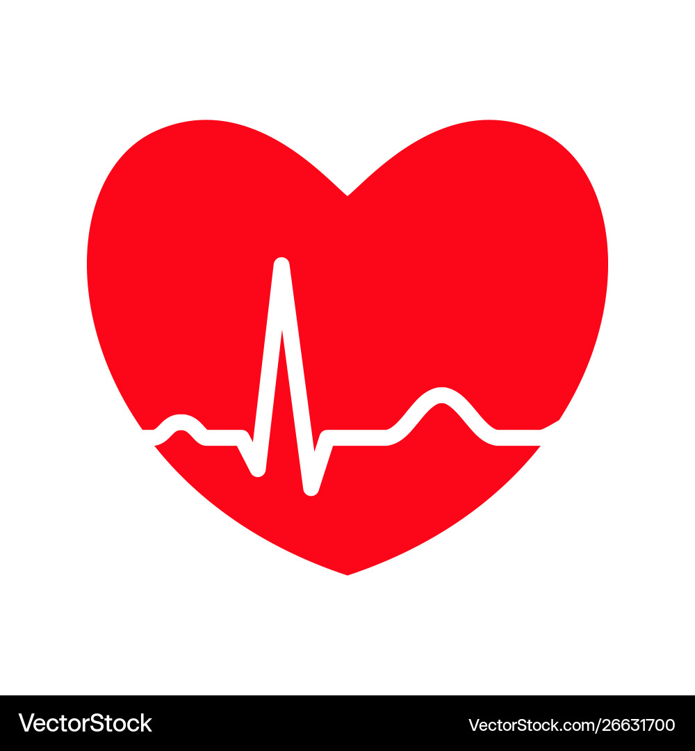 Red heart with ekg line Royalty Free Vector Image