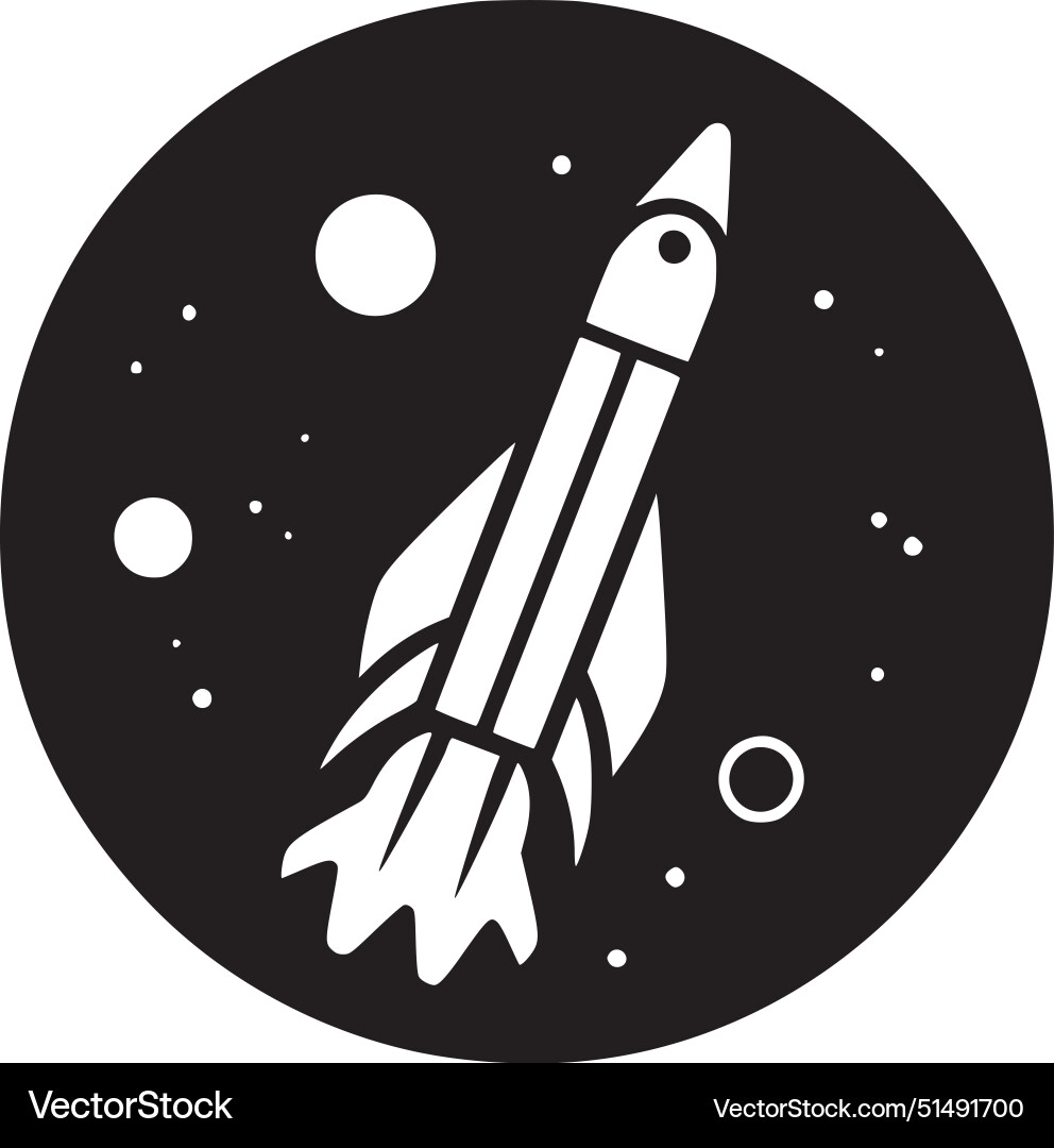 Rocket - black and white isolated icon Royalty Free Vector