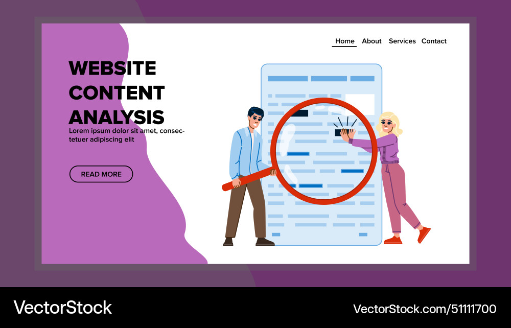 Strategy website content analysis Royalty Free Vector Image