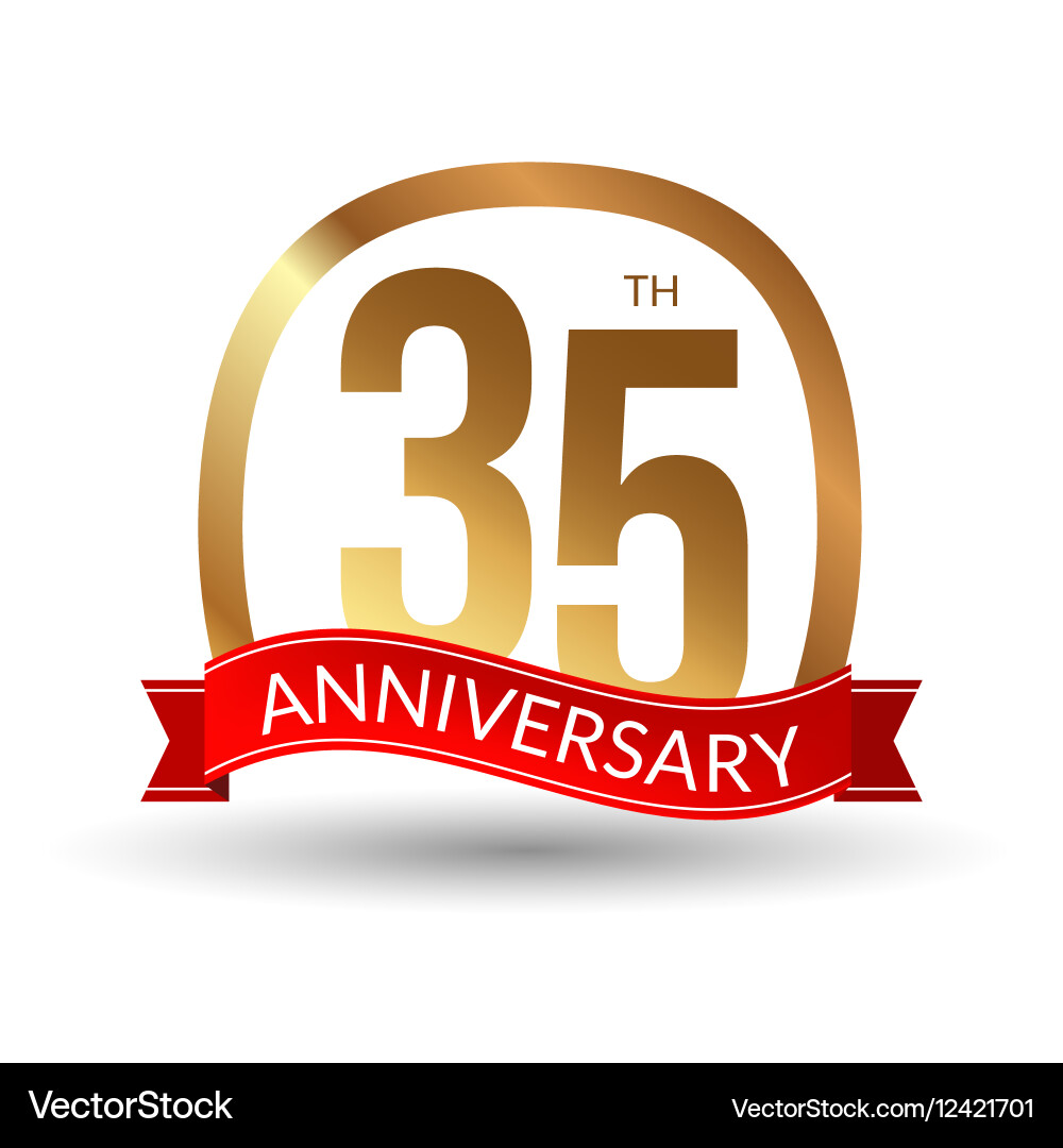 35 years anniversary experience gold label Vector Image