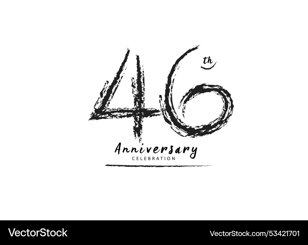 46 years anniversary celebration logo black Vector Image