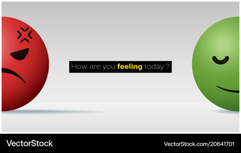 Angry and calm face ball emotional background Vector Image