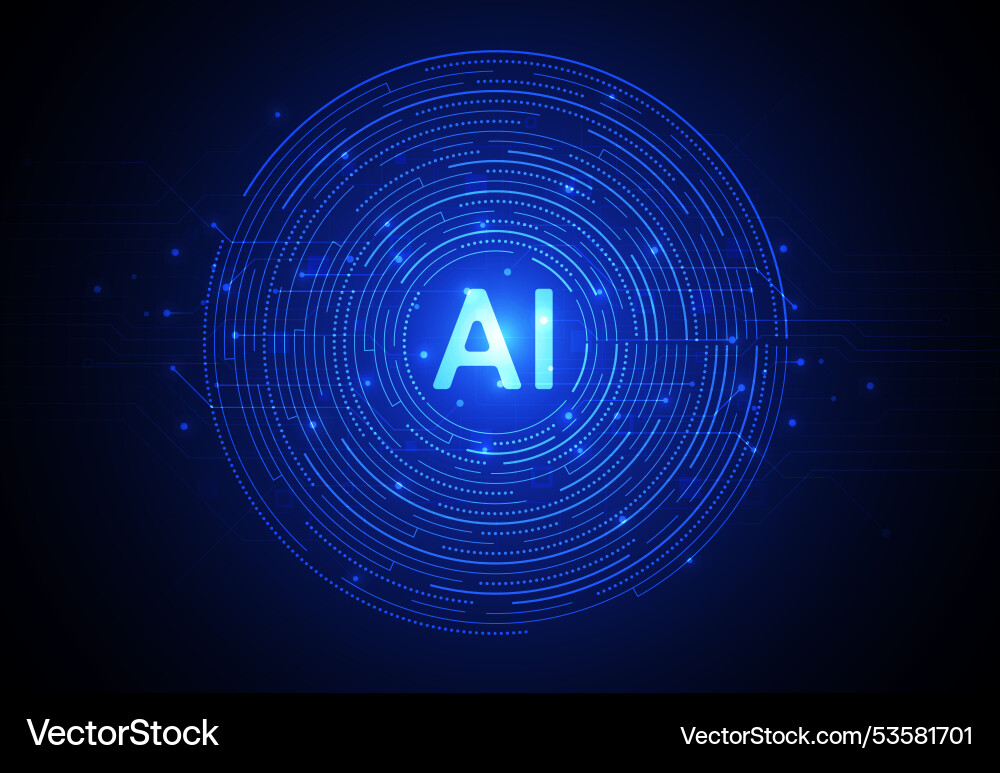 Artificial intelligence circle on board Royalty Free Vector