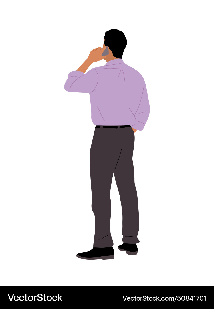 Business man standing full length rear view Vector Image
