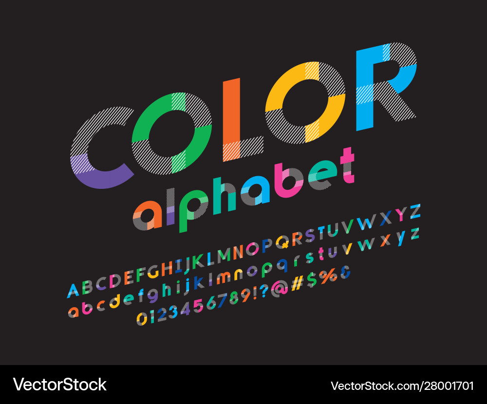 Colour font Royalty Free Vector Image - VectorStock