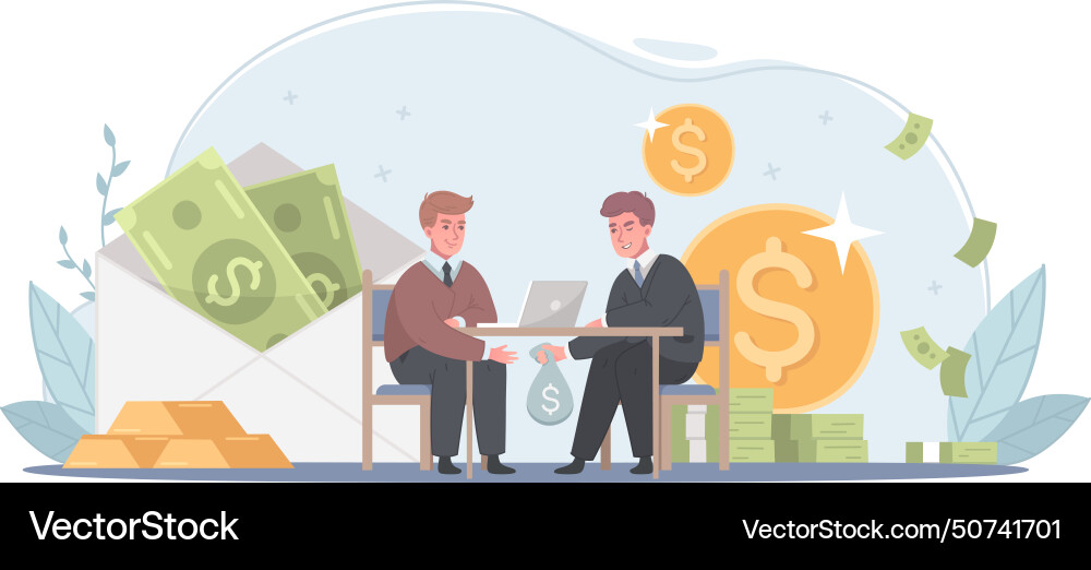 Corruption money laundering cartoon composition Vector Image