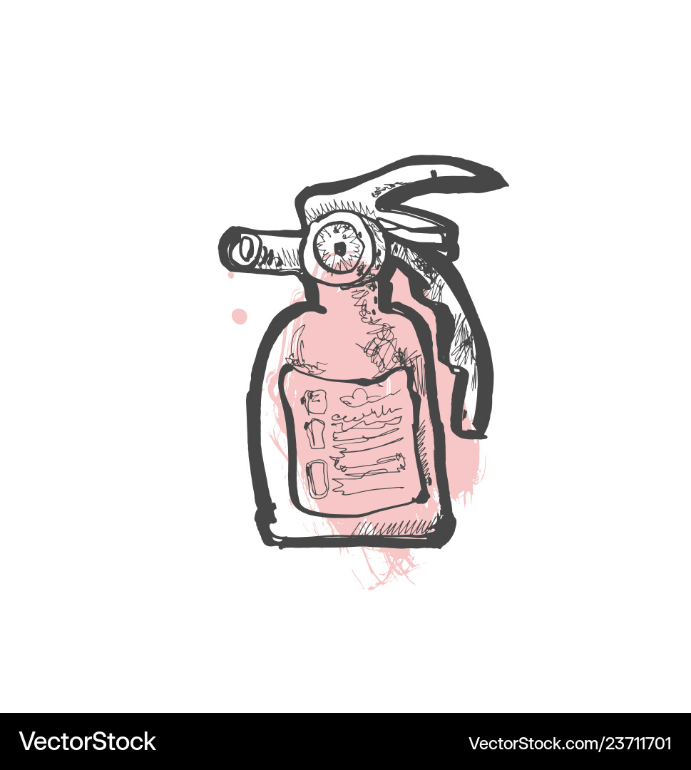 Doodle sketch drawing of fire extinguisher Vector Image