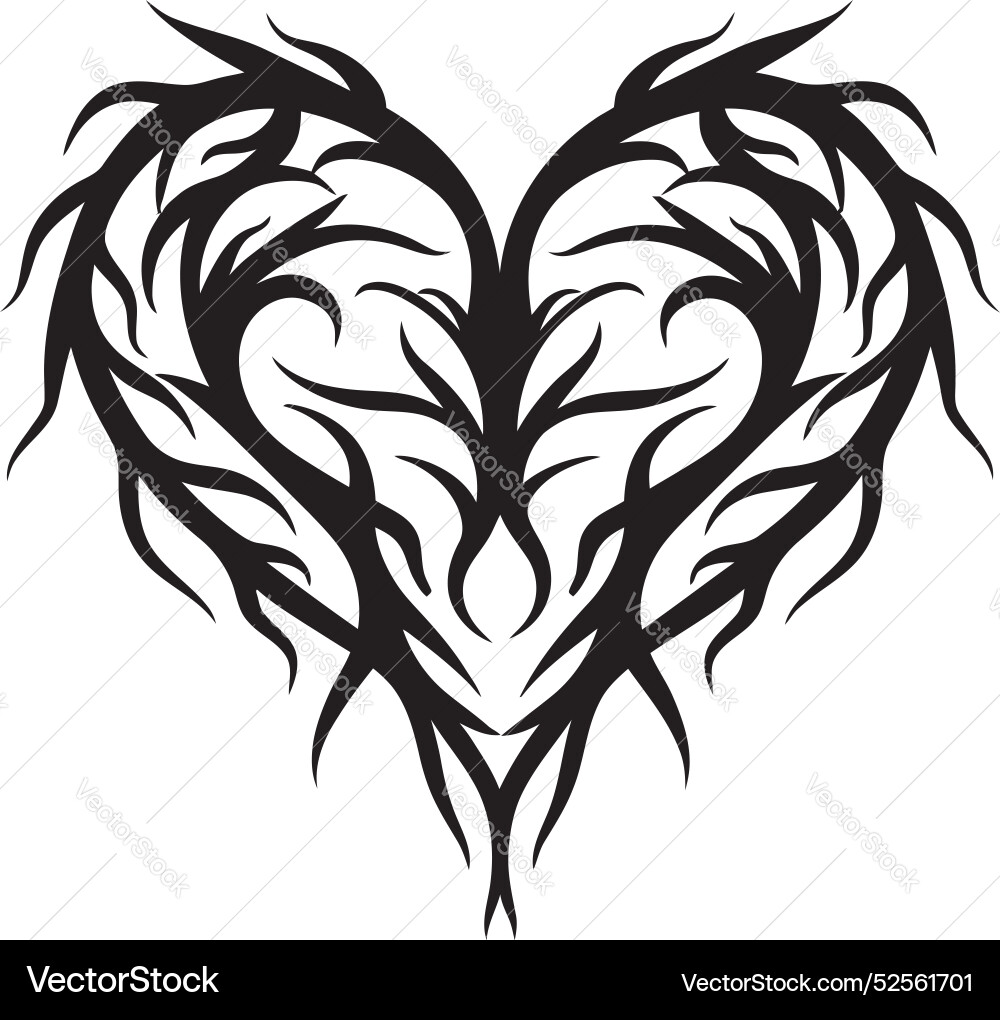Ebony embrace refined black heart shape graphic Vector Image