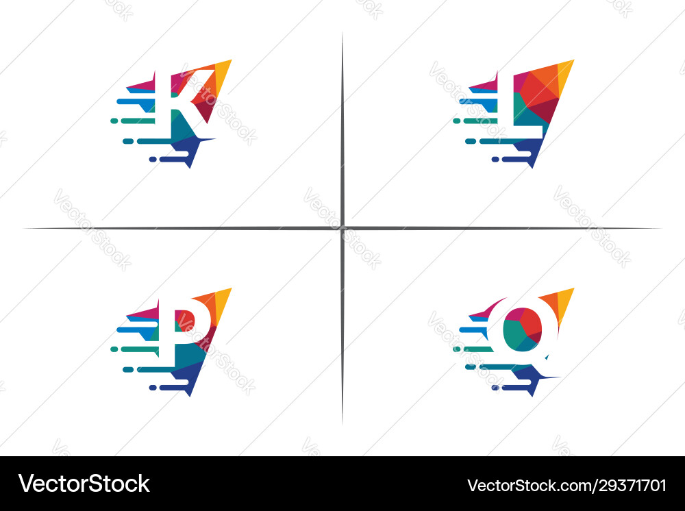 Letter k l p and q logo Royalty Free Vector Image