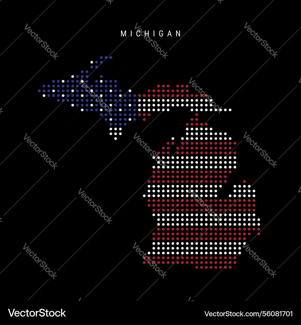 Michigan us state dot pixel map flat isolated Vector Image