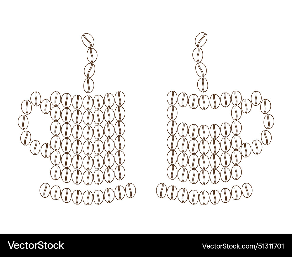 Stylized coffee cups with steam and saucer Vector Image