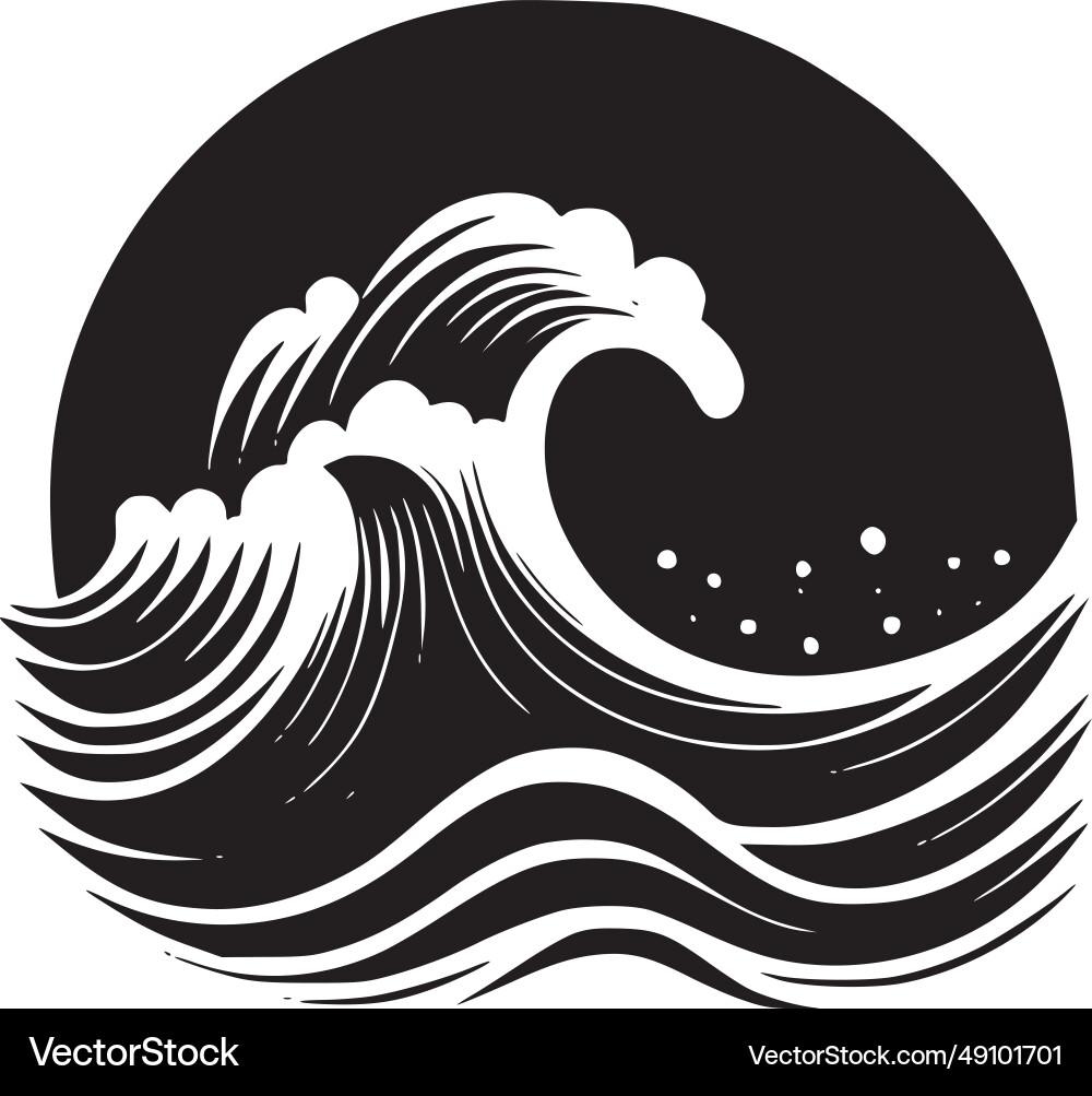Wave - black and white isolated icon Royalty Free Vector