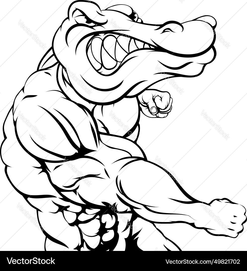 Alligator or crocodile mascot fighting Royalty Free Vector