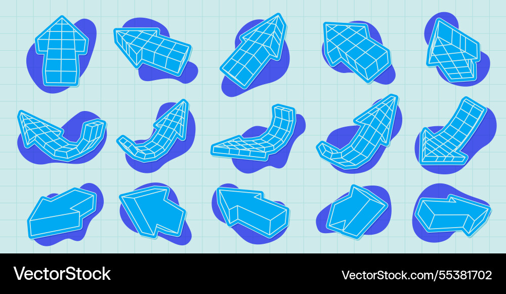 Arrow 3d wireframes futuristic grid arrows Vector Image