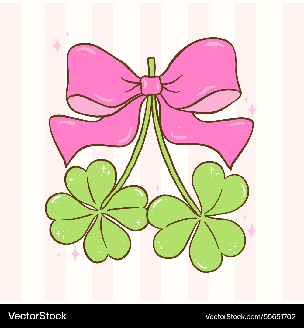 Coquette Lucky Clover Royalty Free Vector Image