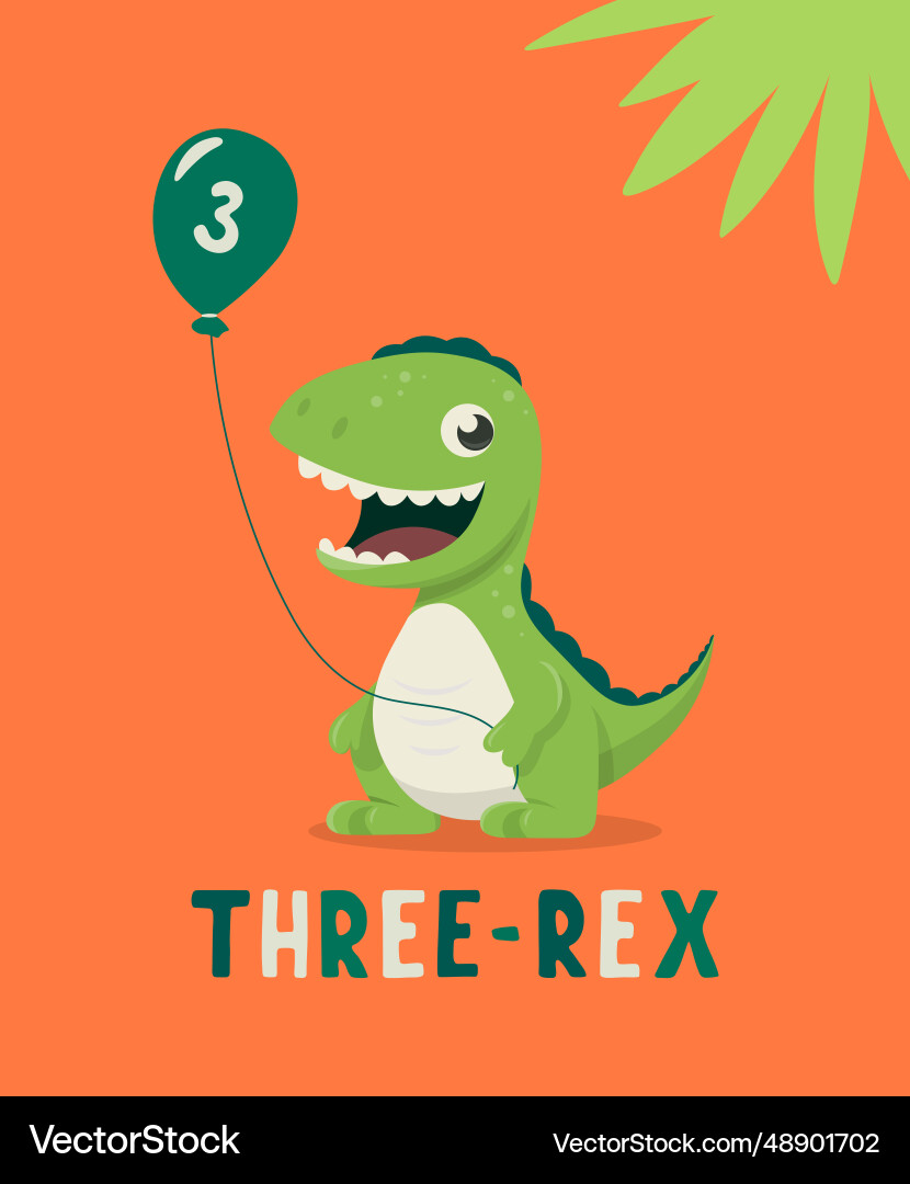 Dinosaur tirannosaur three rex cartoon tirex Vector Image