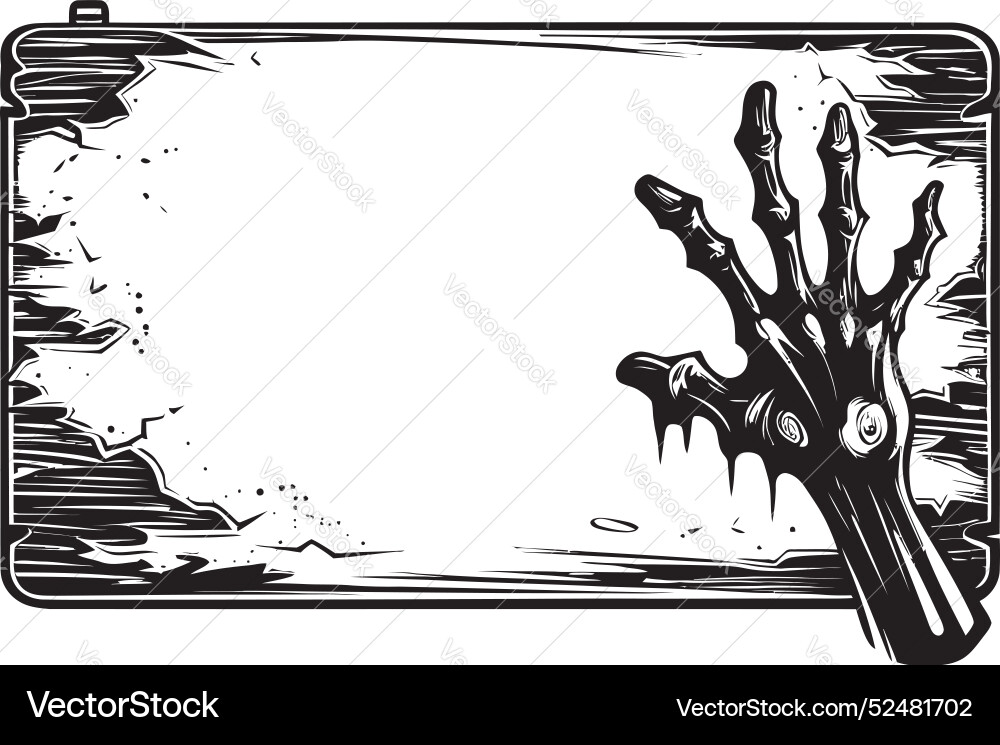 Dreadful directive zombie hand holding signboard Vector Image