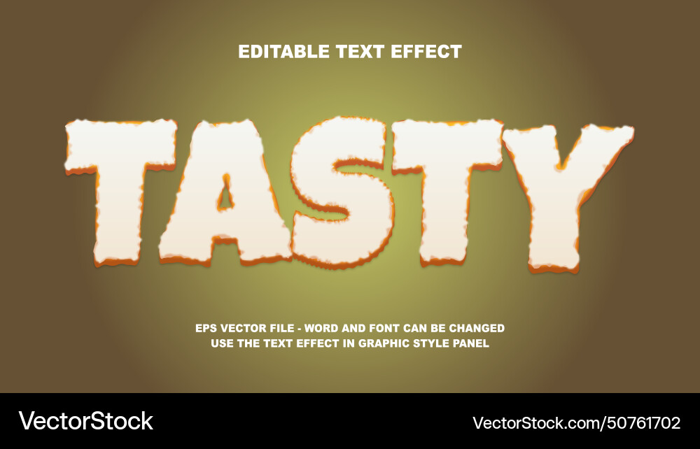 Editable text effect tasty 3d template Royalty Free Vector