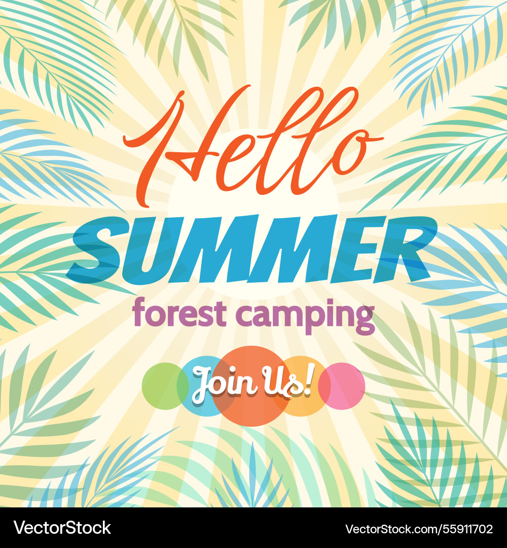 Hello summer camp poster Royalty Free Vector Image