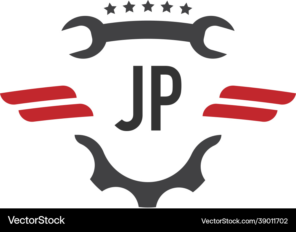 Initial letter jp auto repair logo design Vector Image