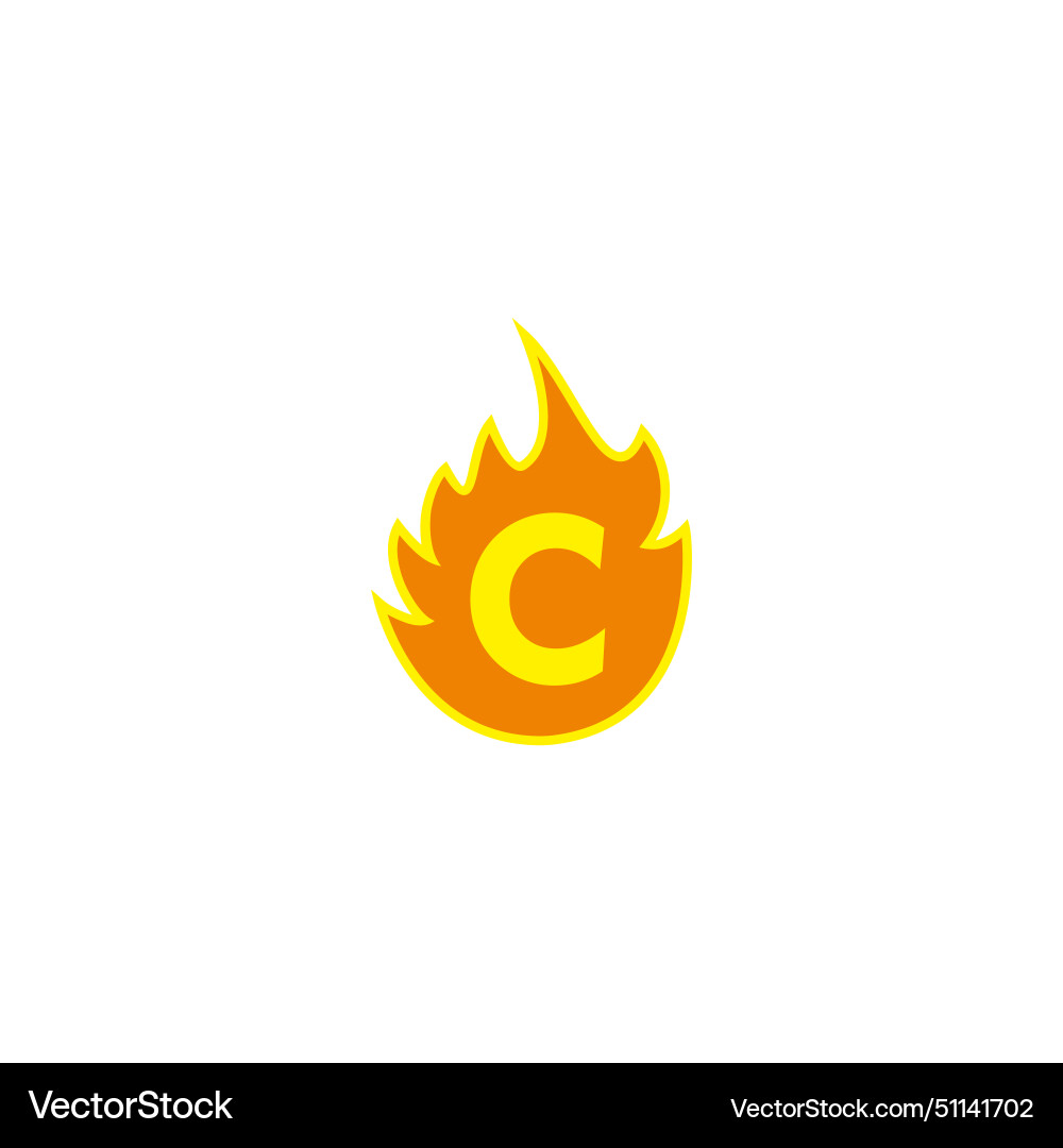 Letter c fire simple logo symbol Royalty Free Vector Image