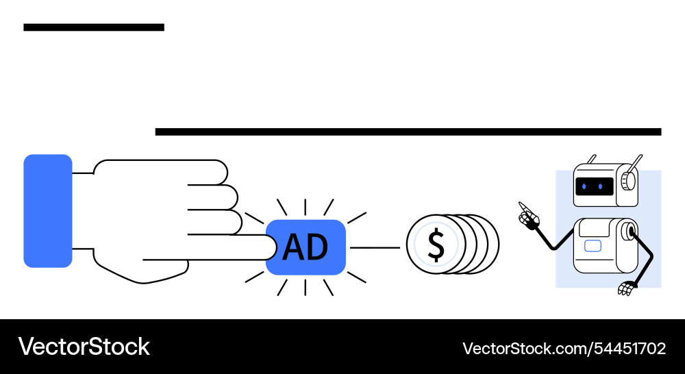 Online advertisement concept with hand clicking ad