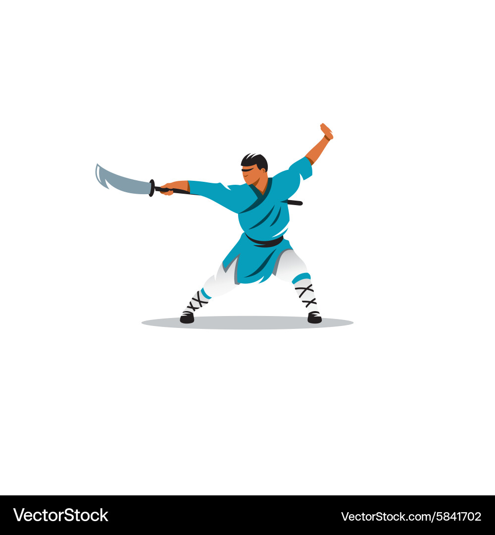 Shaolin monk with a sword sign Royalty Free Vector Image