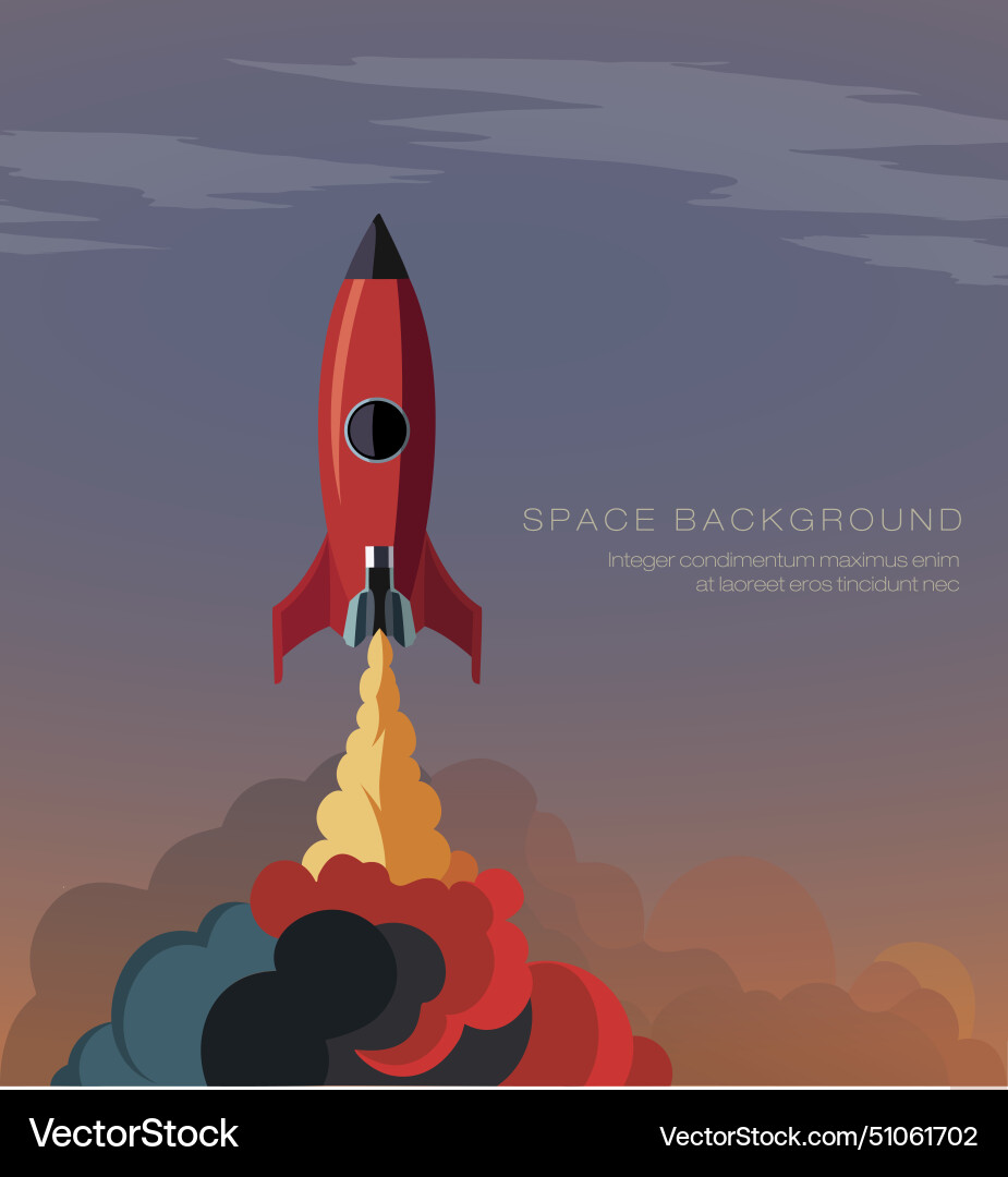 Smoke of the launch pad shuttle flies into space Vector Image