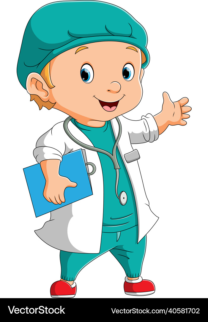 Surgery doctor is showing the direction Royalty Free Vector