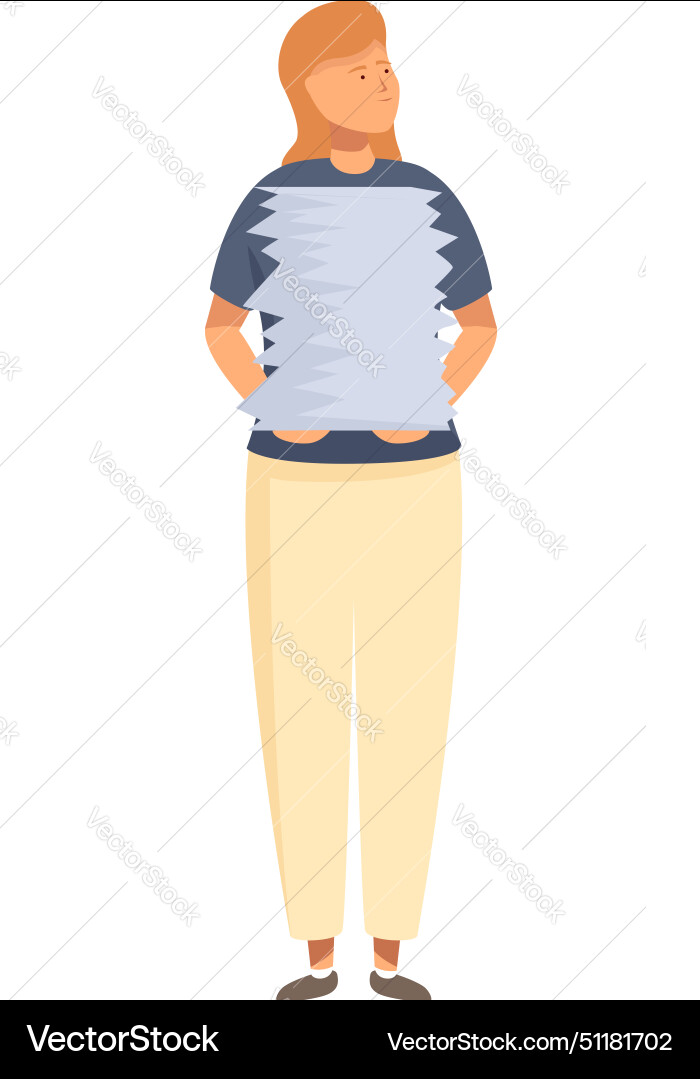 Workaholic female with papers stack icon cartoon Vector Image