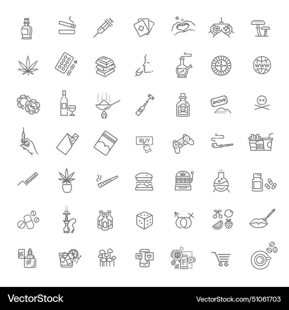 Bad habits linear icons set Royalty Free Vector Image Bad habits linear icons set Royalty Free Vector Image