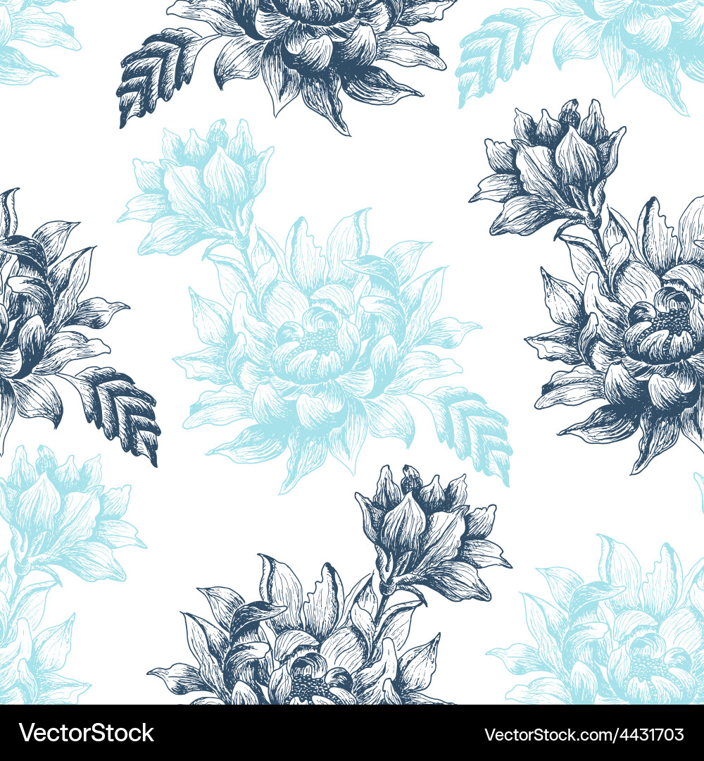 Blue Floral Seamless Pattern Royalty Free Vector Image