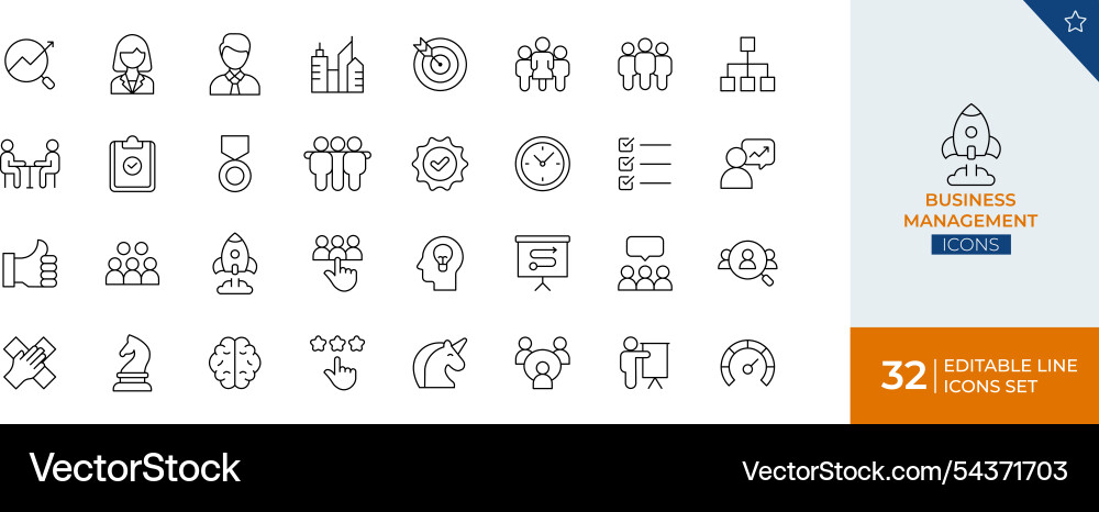 Business management line icons Royalty Free Vector Image Business management line icons Royalty Free Vector Image