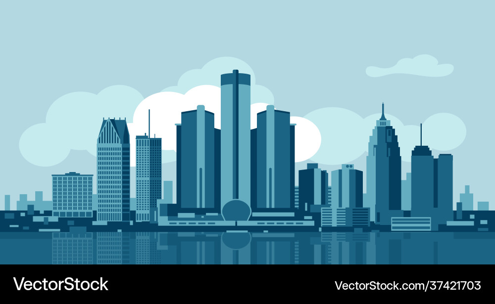 Detroit skyline Royalty Free Vector Image - VectorStock