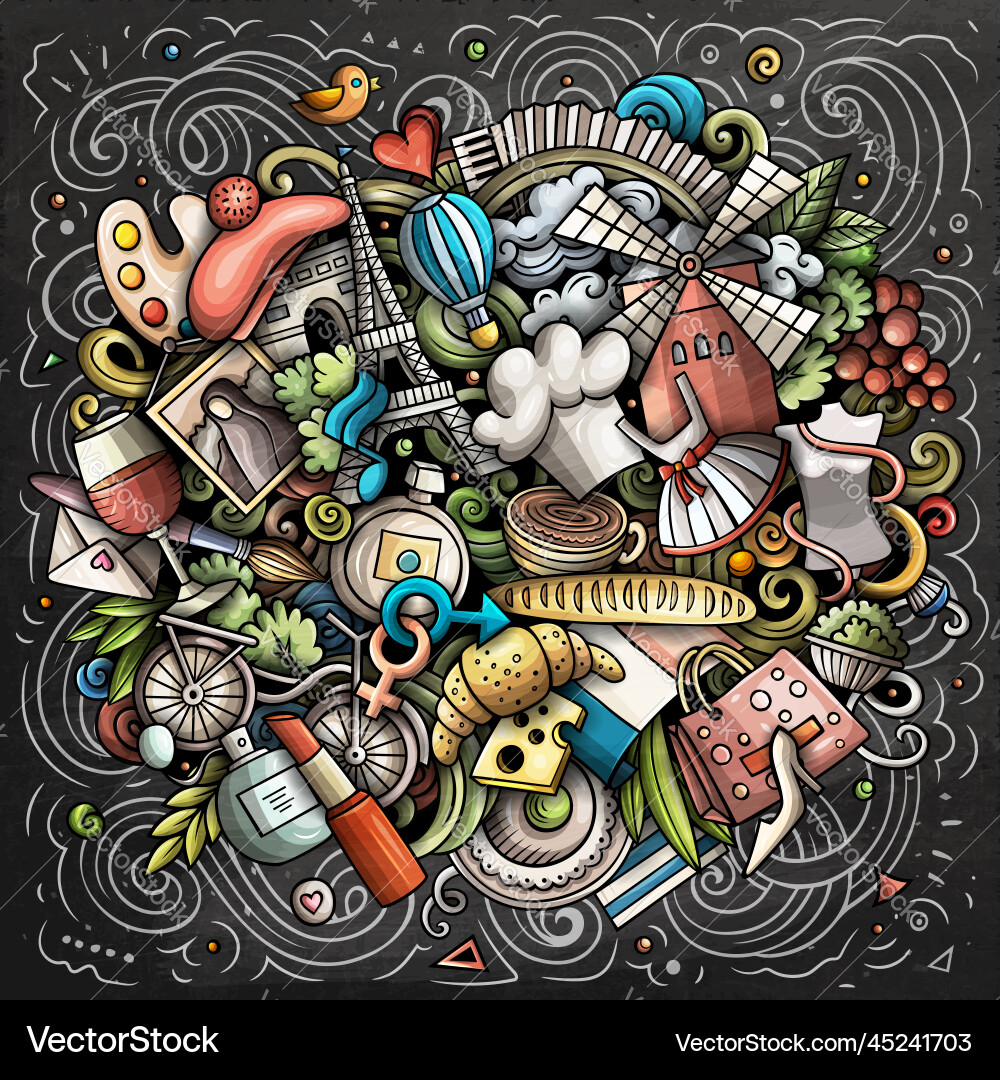 France hand drawn cartoon doodles Royalty Free Vector Image