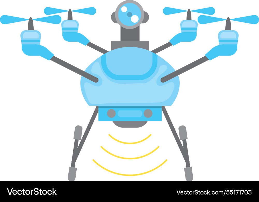 Hexacopter drone with blue body Royalty Free Vector Image