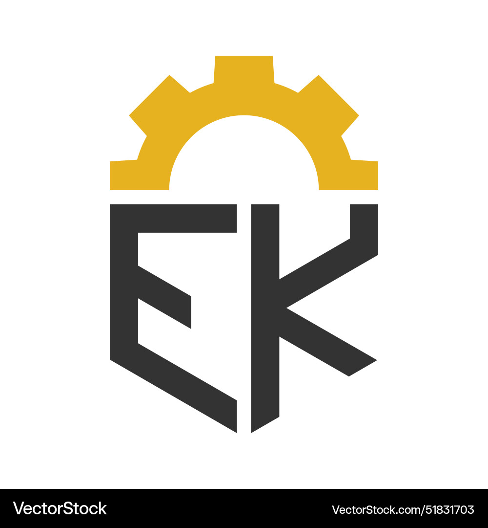 Letter ek gear logo design for service center Vector Image
