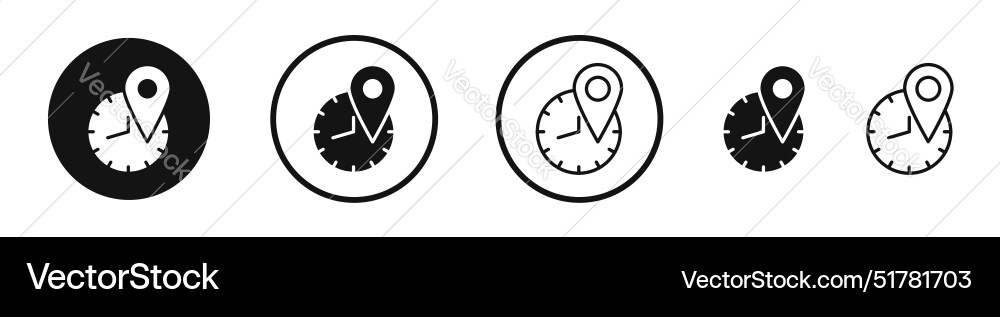Real time location icon set present place Vector Image