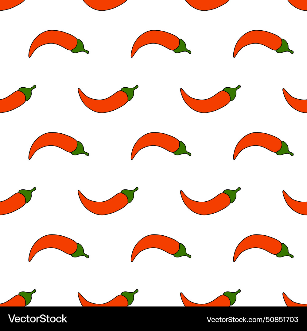 Red chili peppers seamless pattern spicy food Vector Image