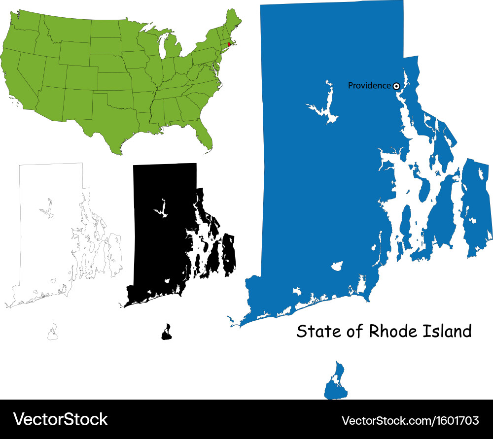 Rhode Island State Map Royalty Free Vector Image