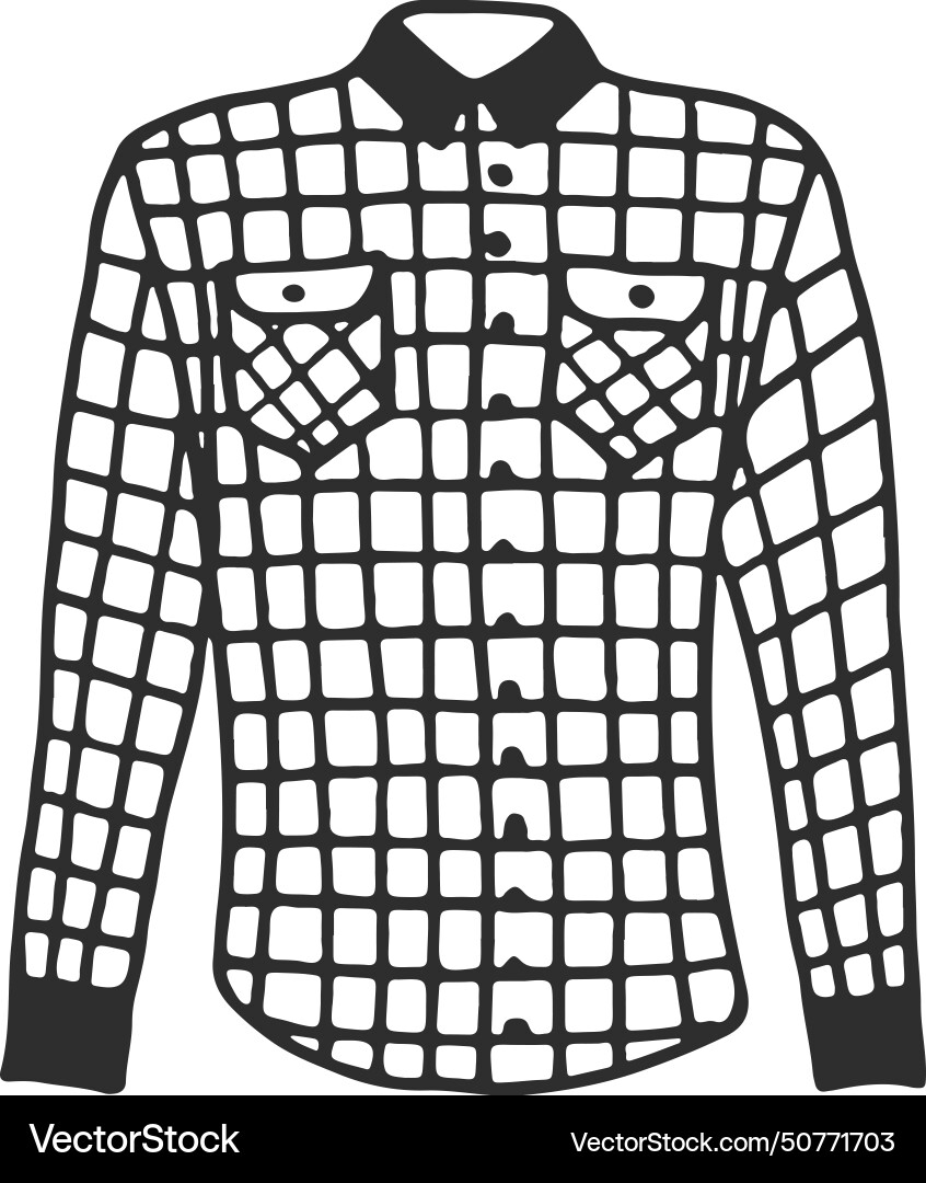 Square pattern shirt black icon retro clothes Vector Image