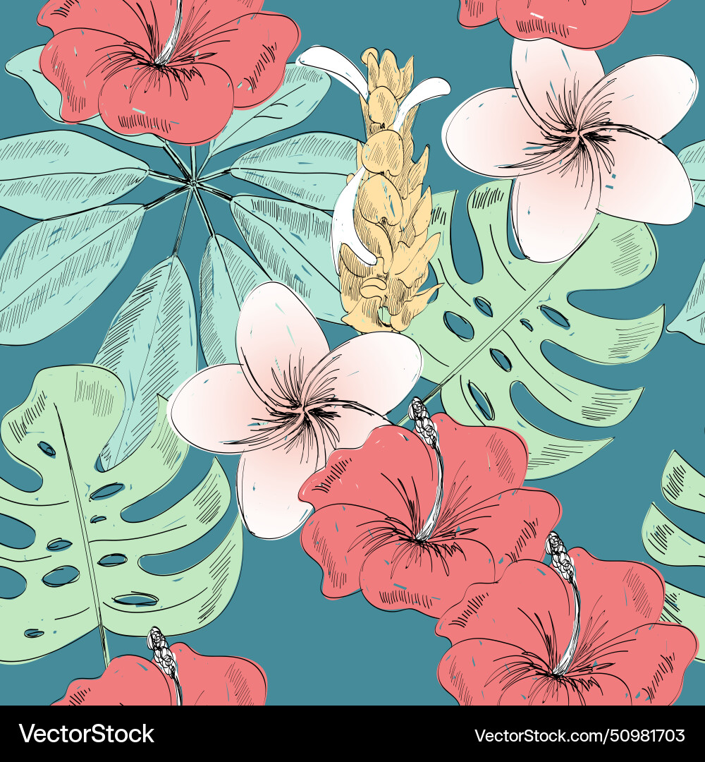 Tropical seamless pattern Royalty Free Vector Image
