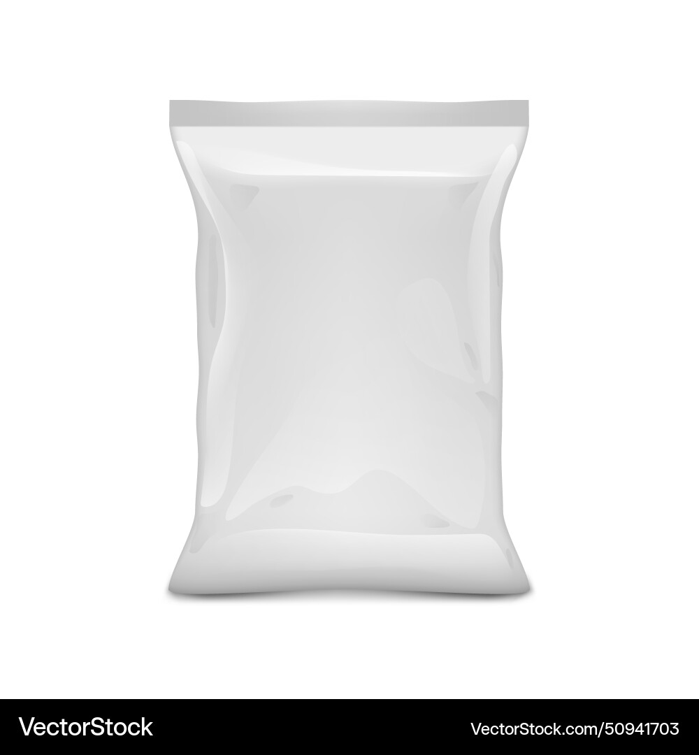White blank plastic snack bag packaging isolated Vector Image