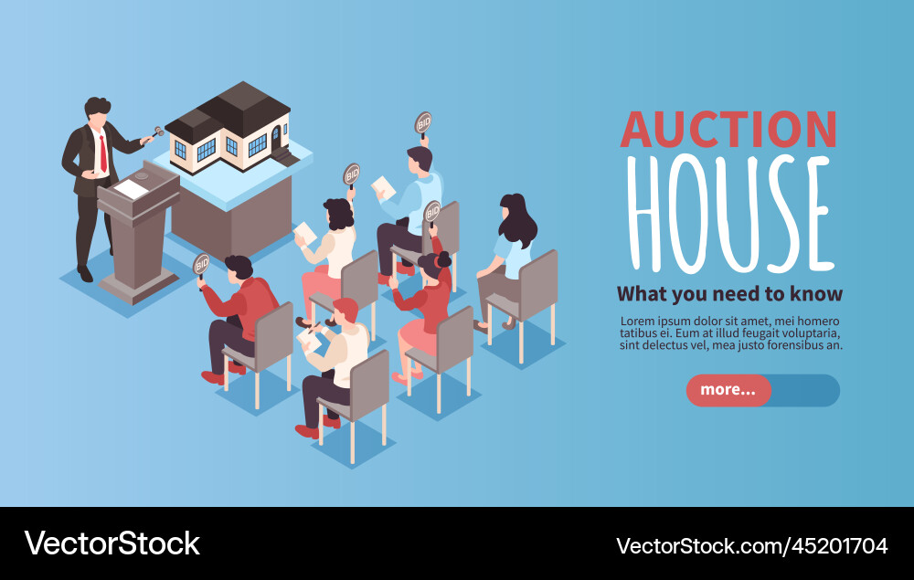 Auction horizontal banner Royalty Free Vector Image
