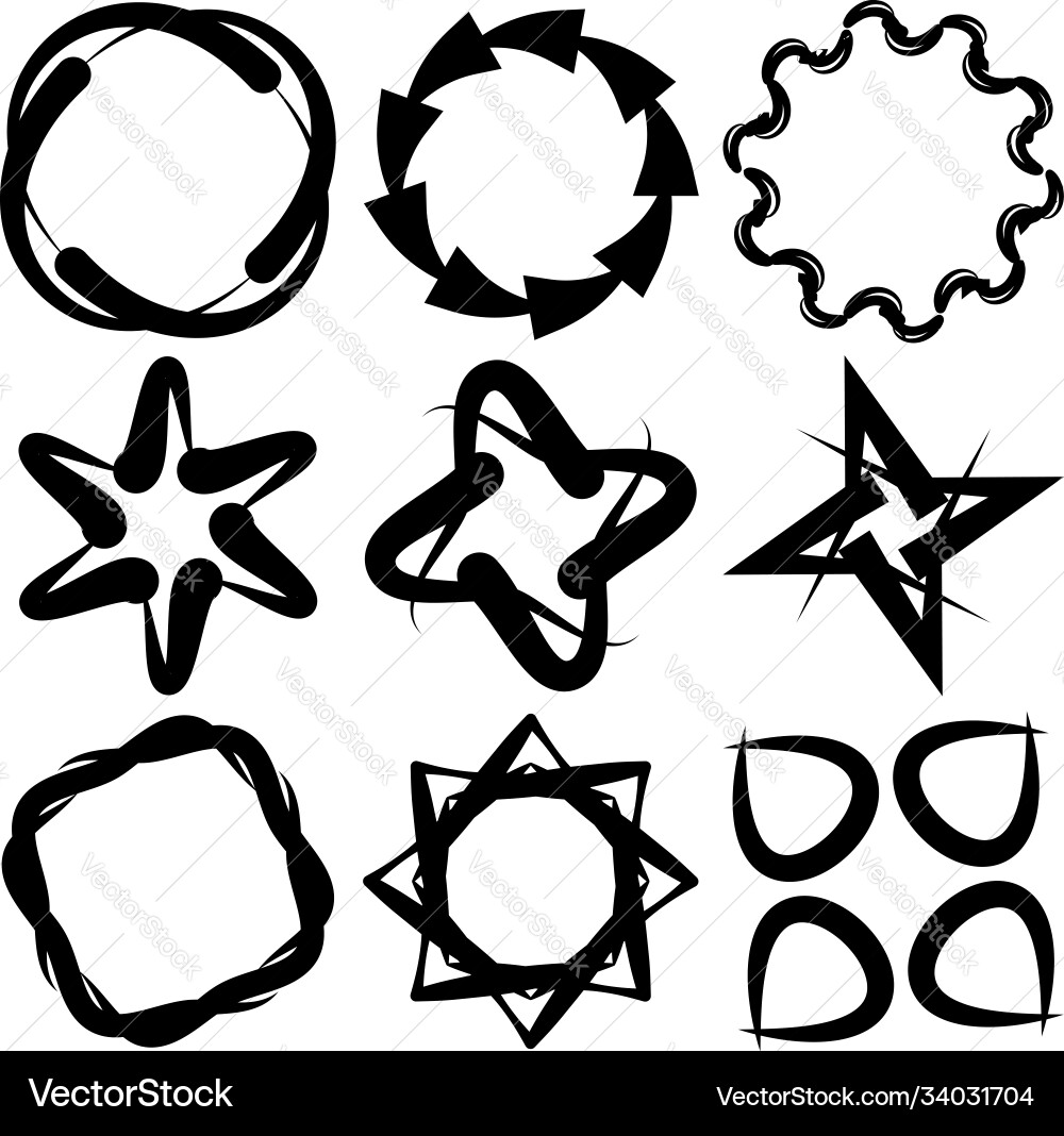 Black abstract contour outline logo shape design Vector Image