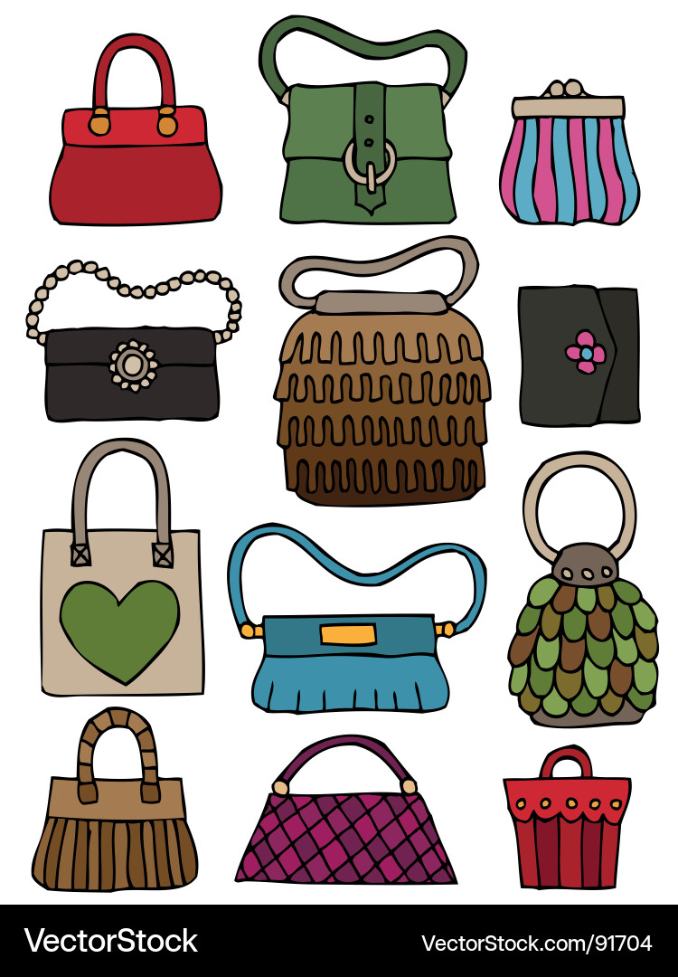 Colorful Hand Drawn Bag Collection Royalty Free Vector Image