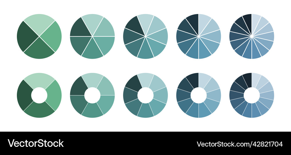 Colorful Pie Chart Set Royalty Free Vector Image