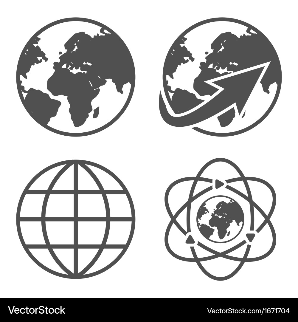 Globe earth icons set Royalty Free Vector Image