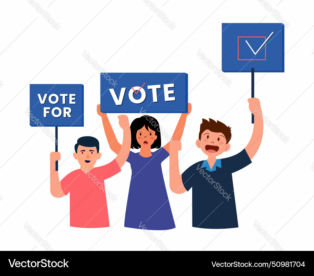 Holding voting banner to encourage voting Vector Image