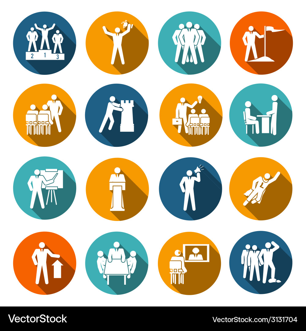 Leadership icons flat Royalty Free Vector Image